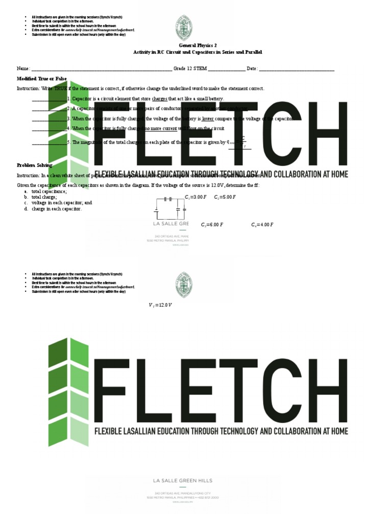 General Physics 2 Activity in RC Circuit and Capacitors in Series and Parallel | PDF ...