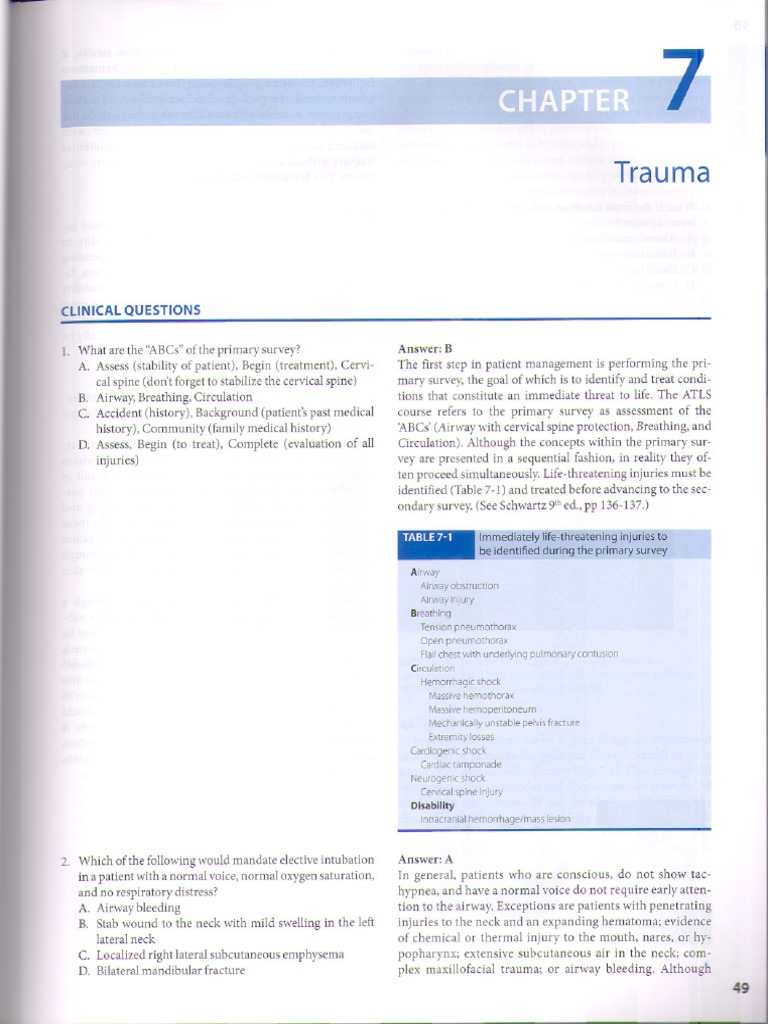 BRS Surgery Trauma, Abd | PDF | Heart | Cardiopulmonary Resuscitation
