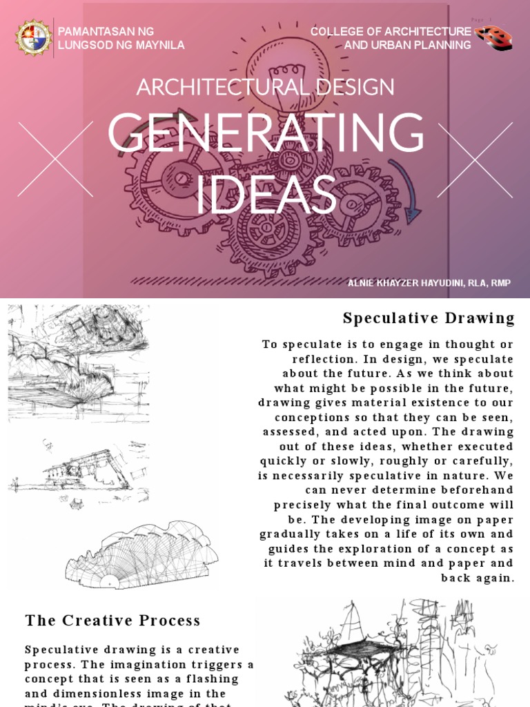 Architectural Design 1 - Lecture 8 - Generating Ideas | PDF ...