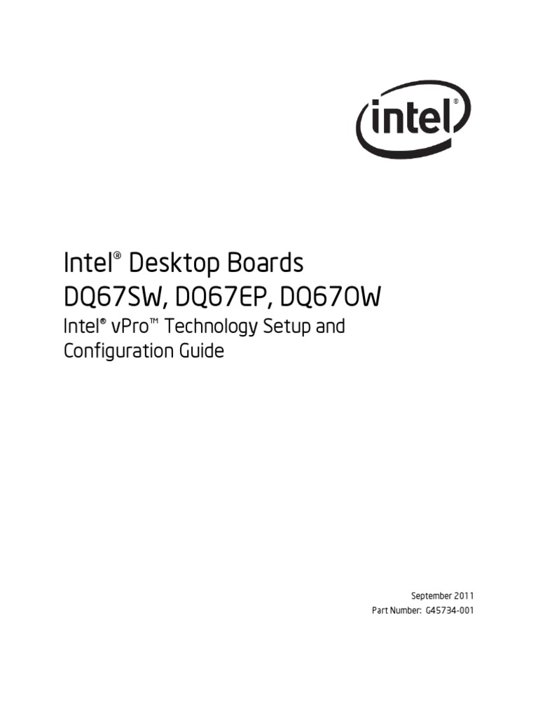 Intel® Desktop Boards Dq67Sw, Dq67Ep, Dq67Ow: Intel® Vpro™ Technology ...