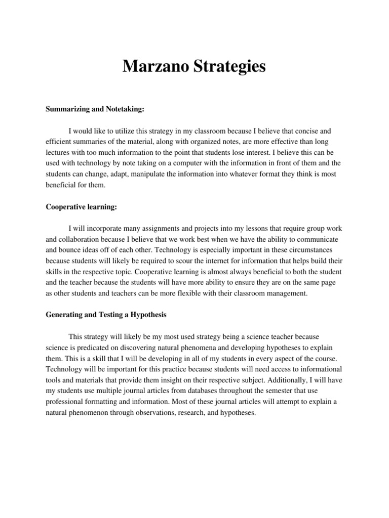 Marzano Strategies | PDF