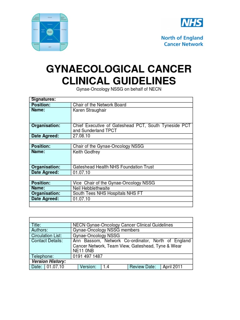 Gynaecological Clinical Guidelines - NHS | Radiation Therapy | Cervical ...