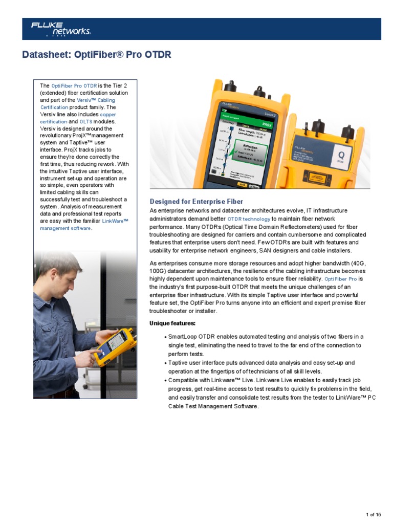 Datasheet OptiFiber Pro OTDR | PDF | Optical Fiber | Data Center