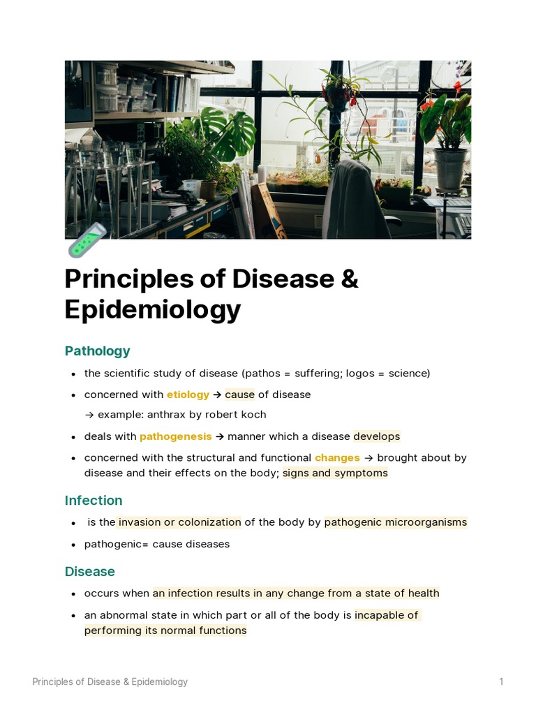 Principles of Disease & Epidemiology: Pathology | PDF | Transmission ...