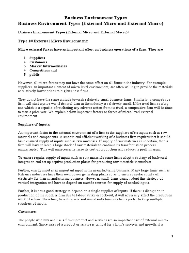 Business Environment Types | PDF | Labour Economics | Economics
