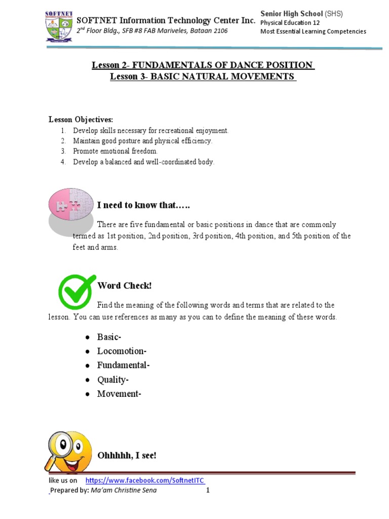 Lesson 2 and 3-FUNDAMENTALS OF DANCE POSITION and BASIC NATURAL ...