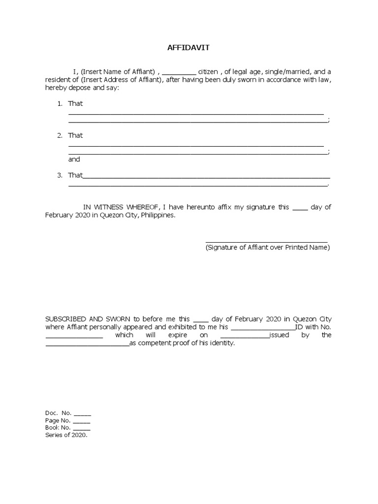 Affidavit Form | PDF