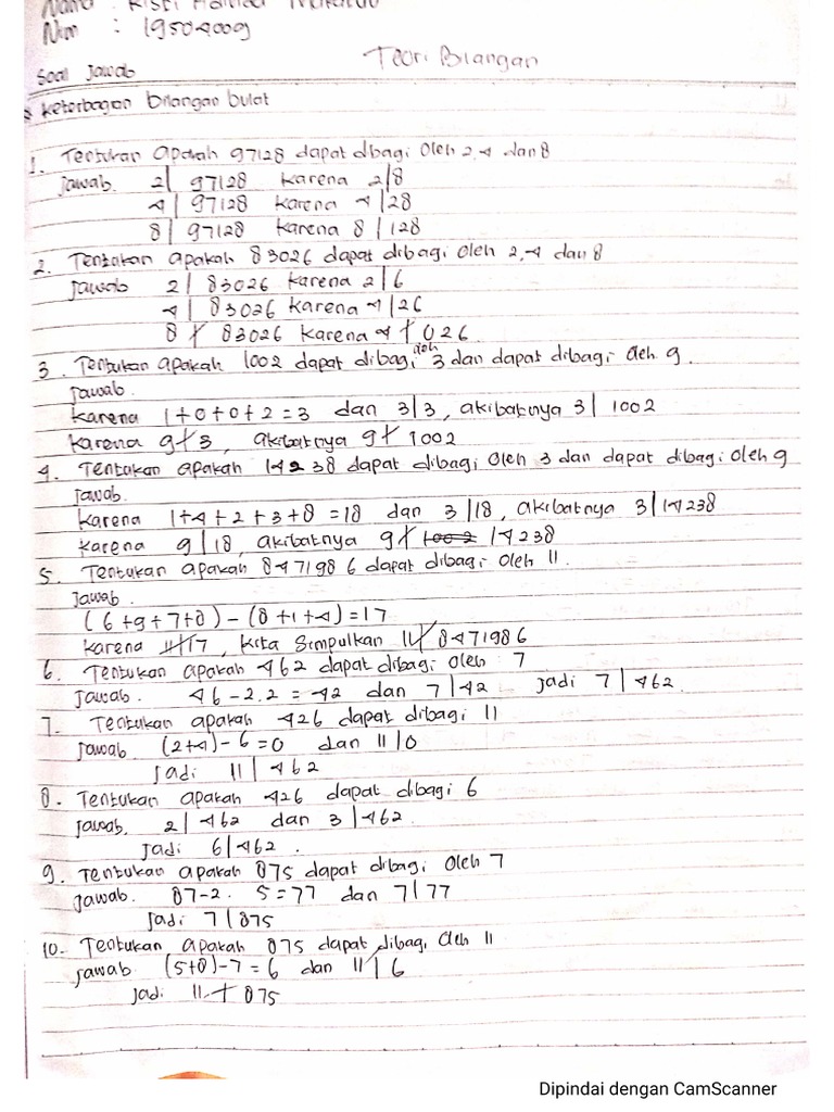 Teori Bilangan, Soal Jawab Keterbagian Bilangan Bulat PDF | PDF