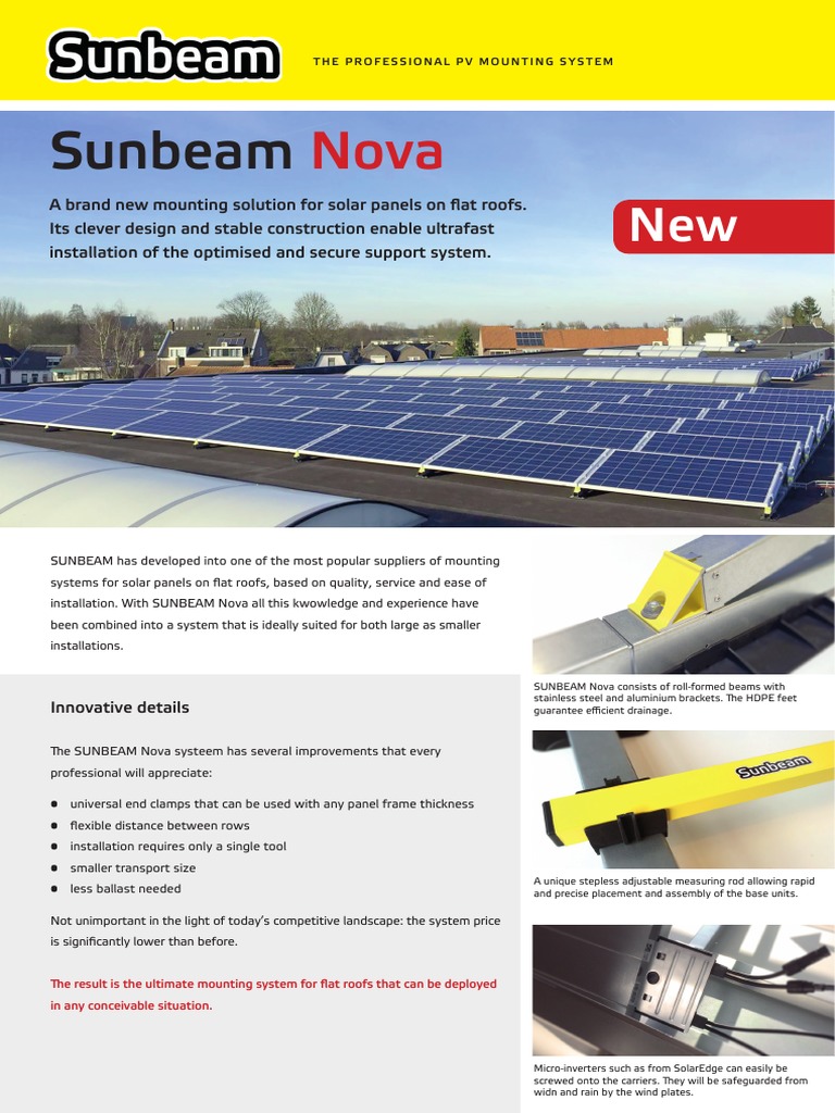 Sunbeam Nova Productsheet-Eng | PDF | Roof | Solar Panel