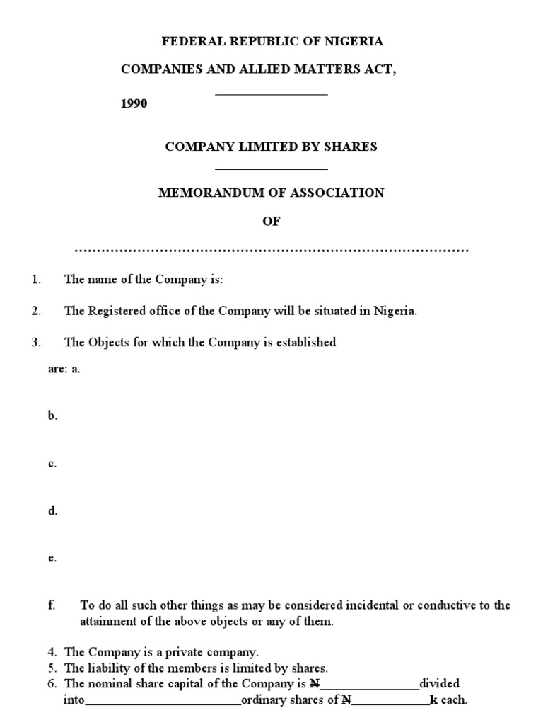Memorandum and Articles of Association | PDF | Articles Of Association | Civil Law (Legal System)