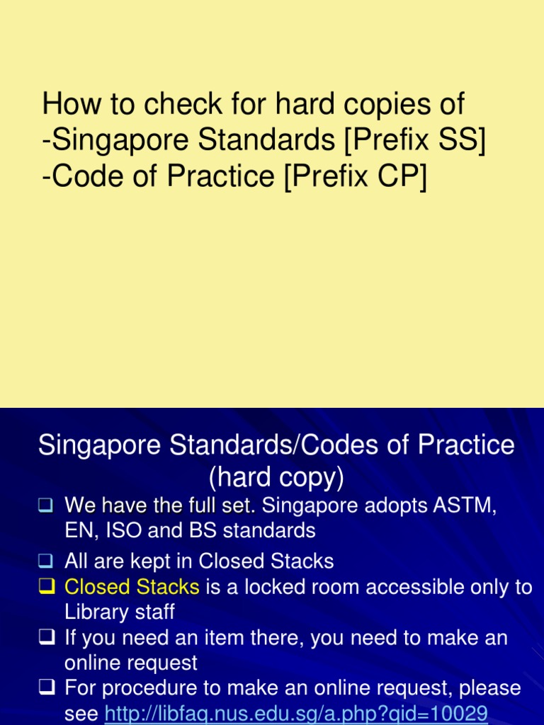 How To Check For Hard Copies of - Singapore Standards (Prefix SS ...