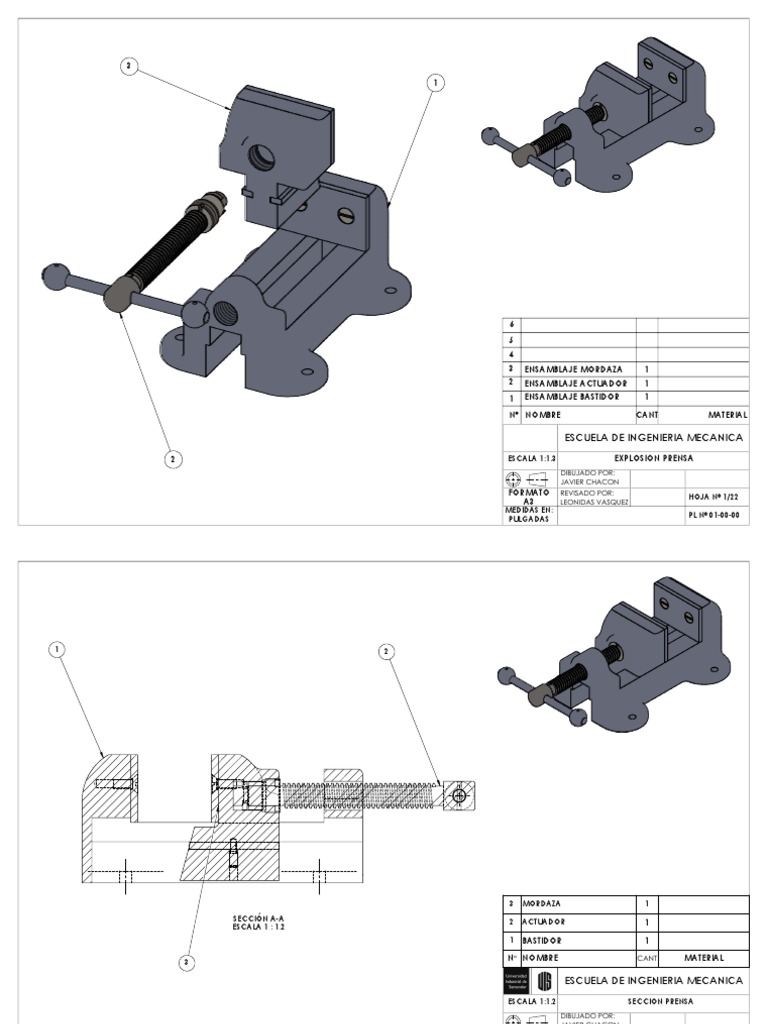 Planos de Prensa Manual Mecánica | PDF | Ingeniería