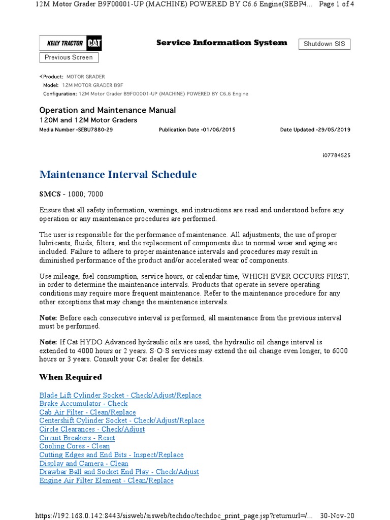 Maintenance Interval Schedule: When Required | PDF | Bearing ...