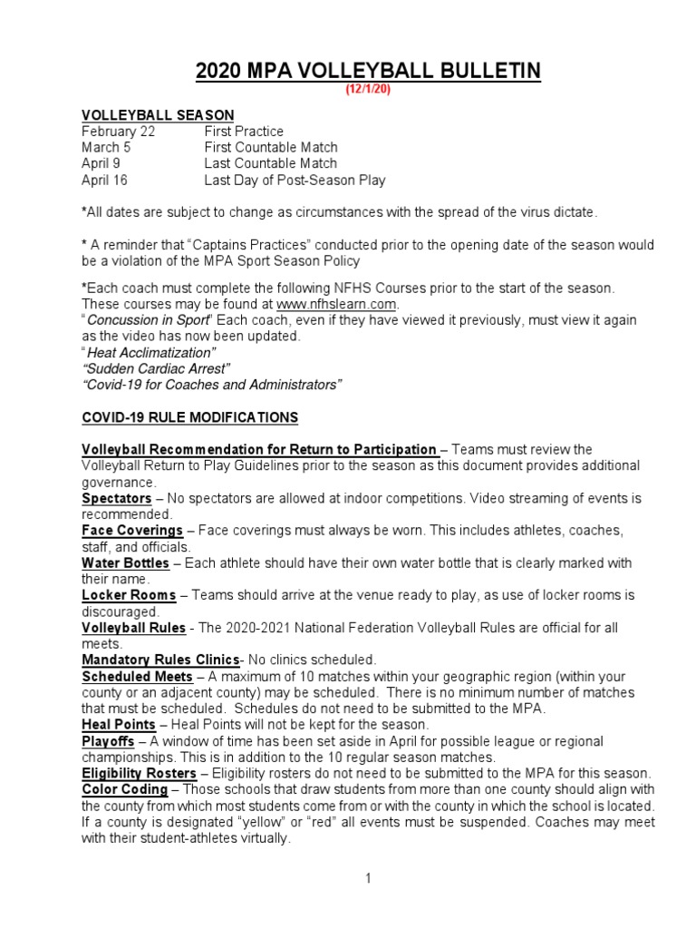 Bulletin Volleyball | PDF | Rules | Sports