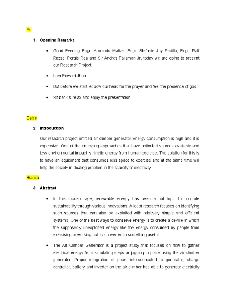 Opening Remarks | PDF | Electric Generator | Electricity