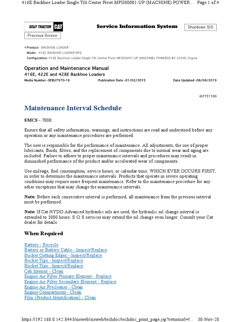 Maintenance Interval Schedule: When Required | PDF | Loader (Equipment ...