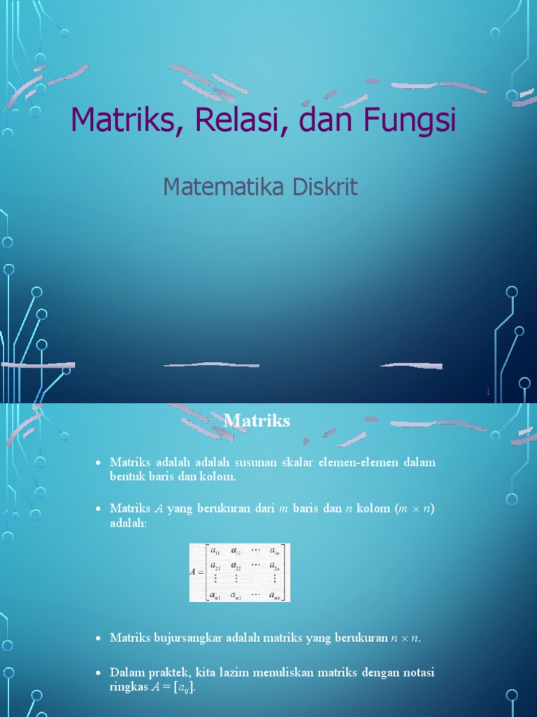 MATRIKS, RELASI, DAN FUNGSI MATEMATIKA DISKRIT | PDF