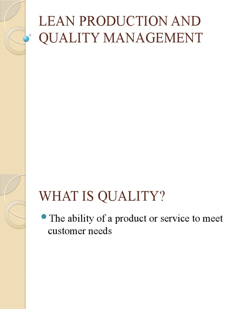 Lean Production and Quality Management | PDF | Quality Assurance ...