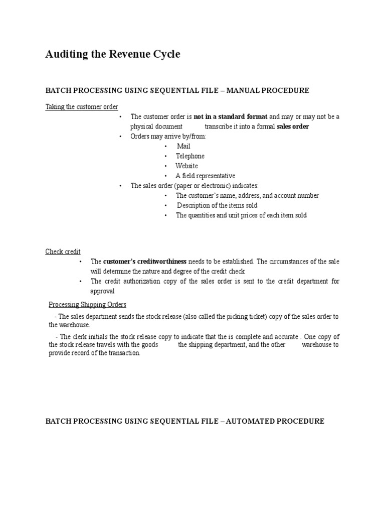 Auditing The Revenue Cycle | PDF | Receipt | Database Transaction