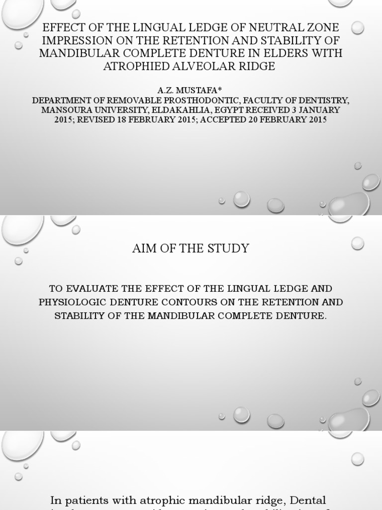 1.effect of The Lingual Ledge of Neutral Zone | PDF | Dentures | Tongue