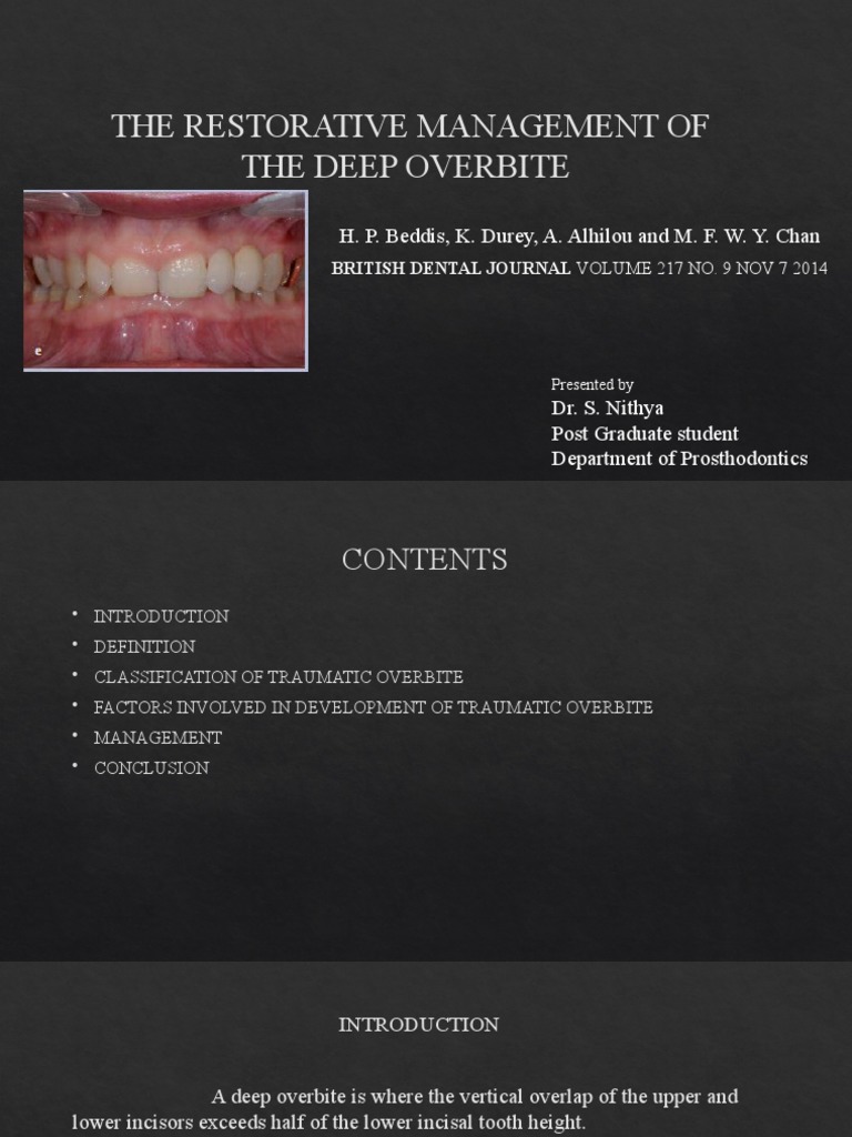 4.restorative Management of Deep Overbite | PDF | Periodontology | Mouth