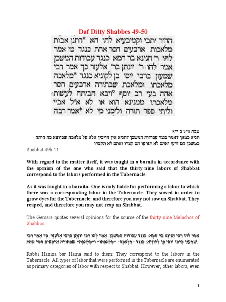 Shabbat Melachos and Joseph's Labor | PDF | Torah | Jewish Law