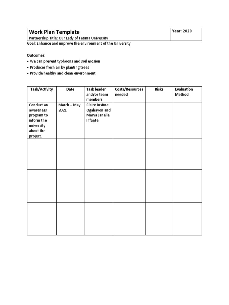 Work Plan Template | PDF