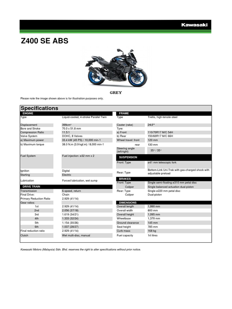 E Brochure Z400 SE ABS | PDF | Clutch | Transmission (Mechanics)