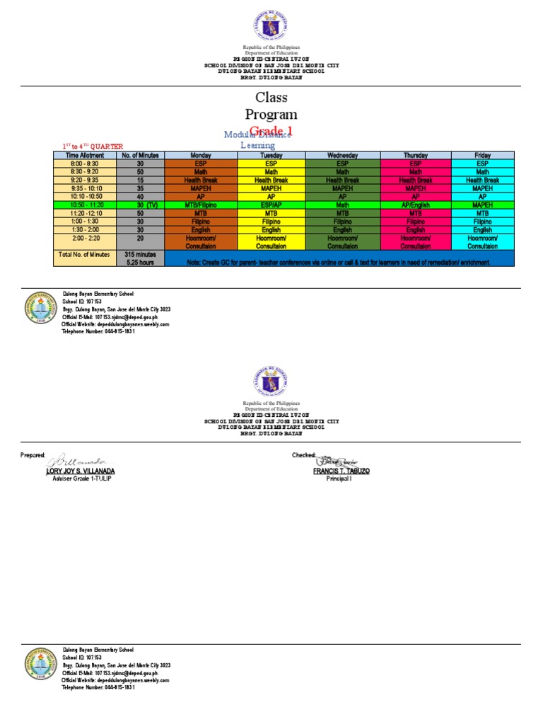 Class-Program-Grade 1 | PDF | Behavior Modification | Cognition
