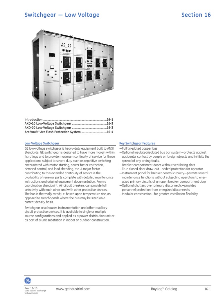 Low Voltage Switchgear Key Switchgear Features | PDF | Electrical ...