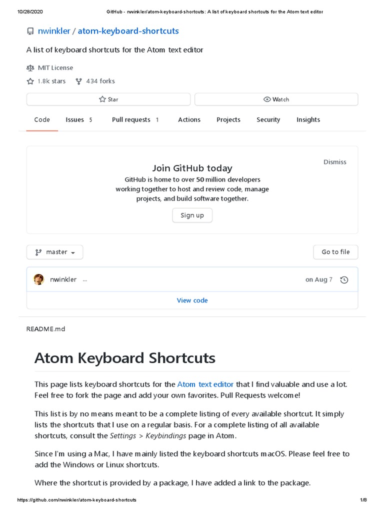 GitHub - Nwinkler - Atom-Keyboard-Shortcuts - A List of Keyboard Shortcuts For The Atom Text ...