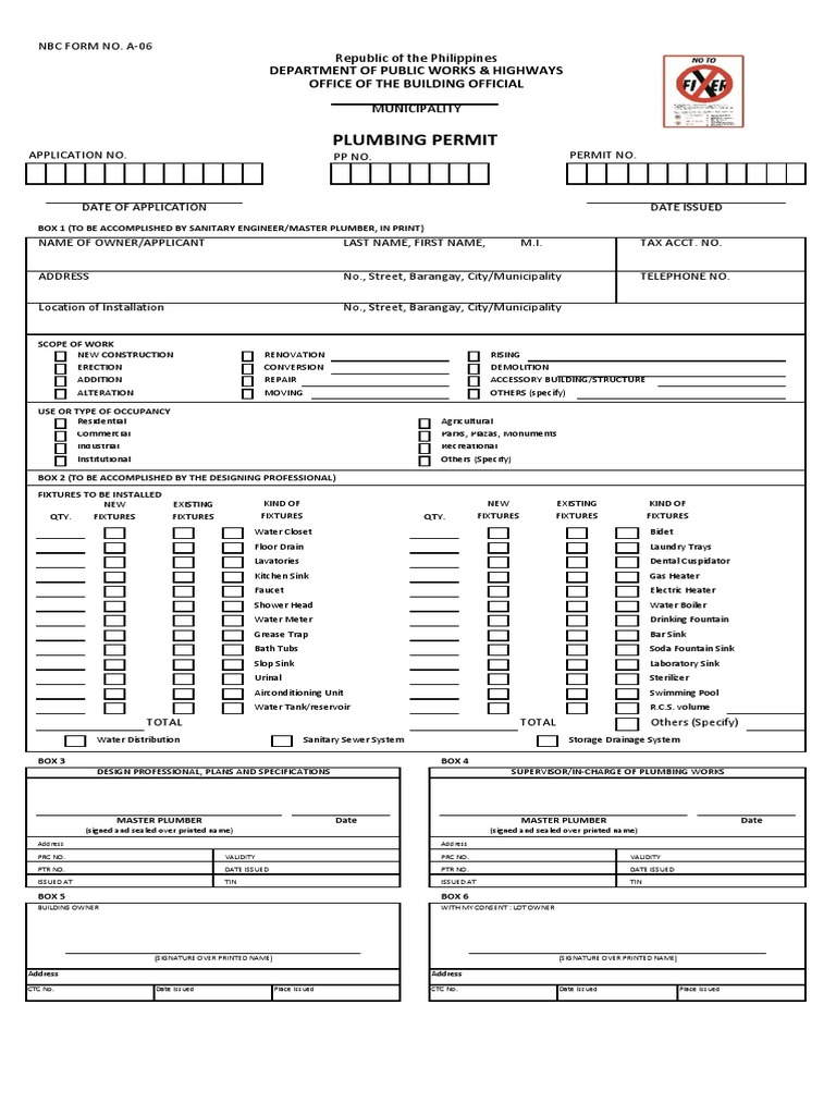 Plumbing Permit: Department of Public Works & Highways Office of The ...