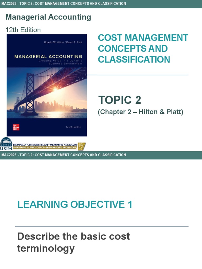 Managerial Accounting: Topic 2 - Cost Concept and Classification ...
