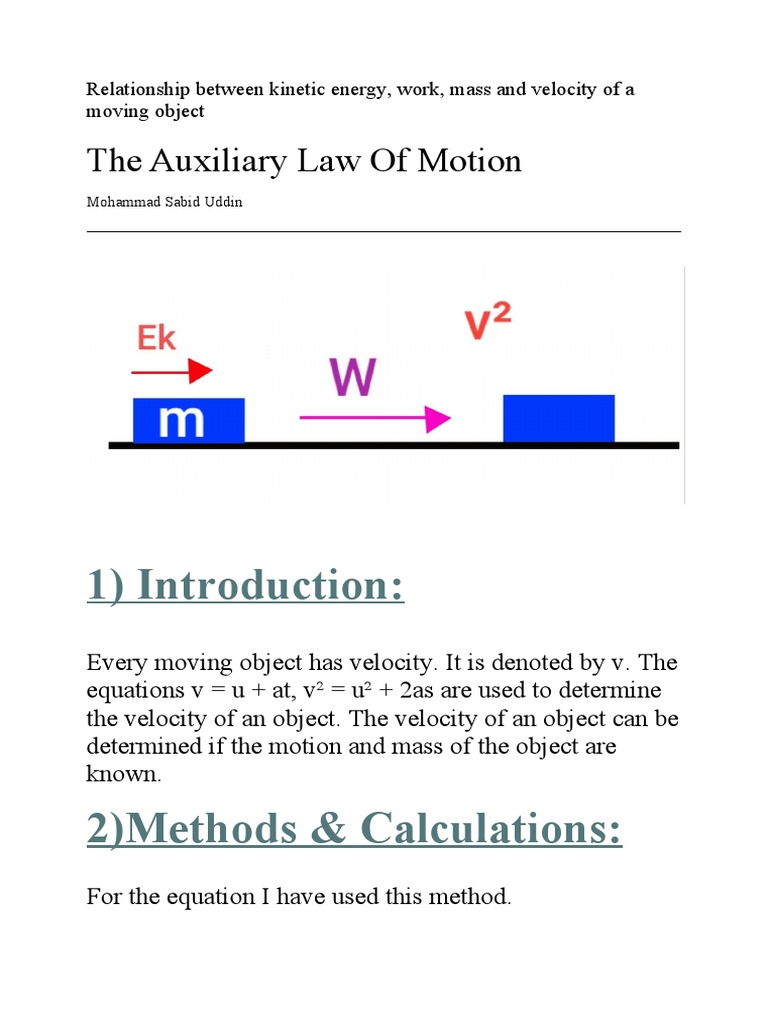 The Auxiliary Law of Motion | PDF | Kinetic Energy | Velocity