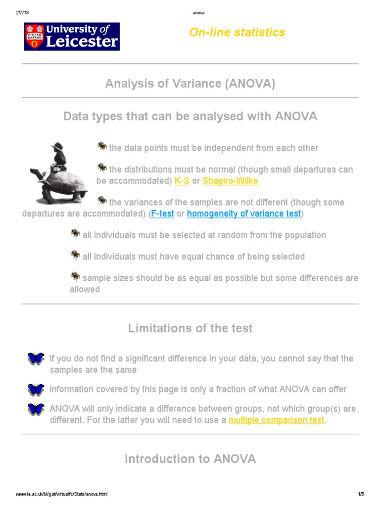 Analysis of Variance (ANOVA) Data Types That Can Be Analysed With ANOVA ...
