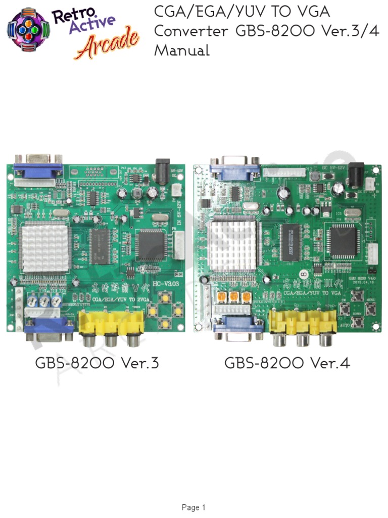 GBS-8200 VGA-CGA Manual | PDF | Display Resolution | Rgb Color Model