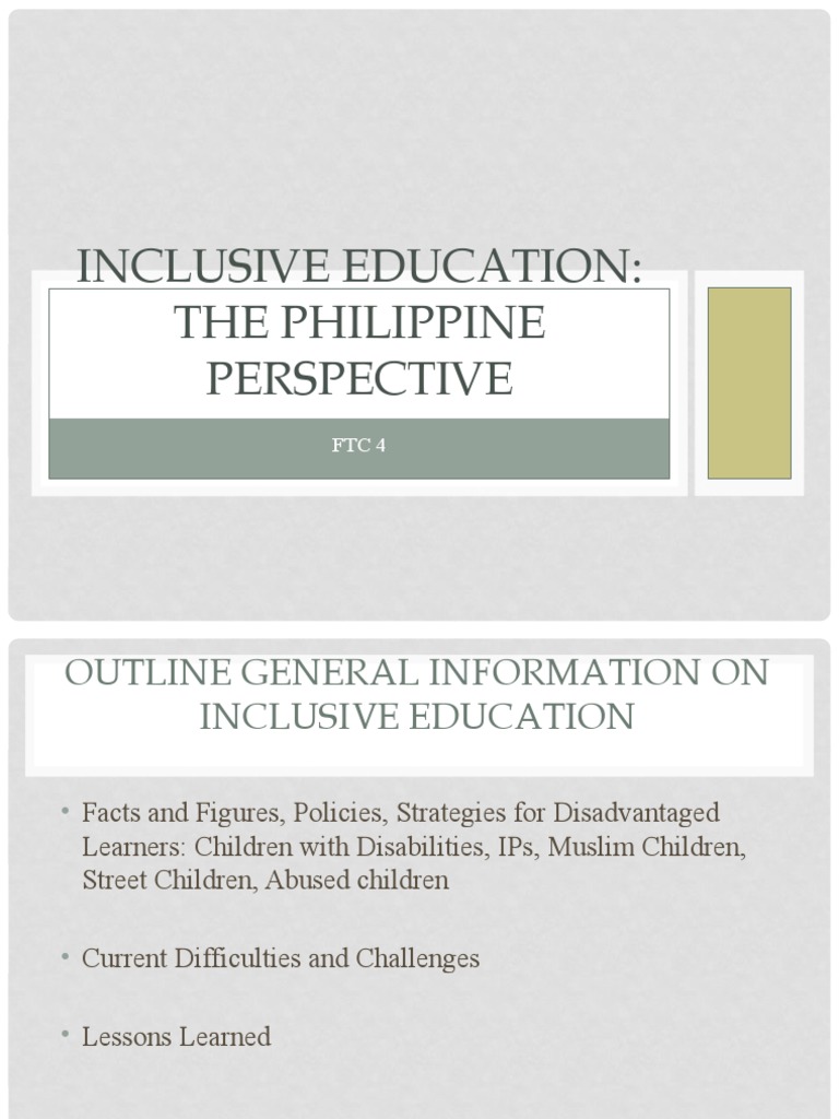 An Overview of Inclusive Education Policies, Programs and Initiatives ...