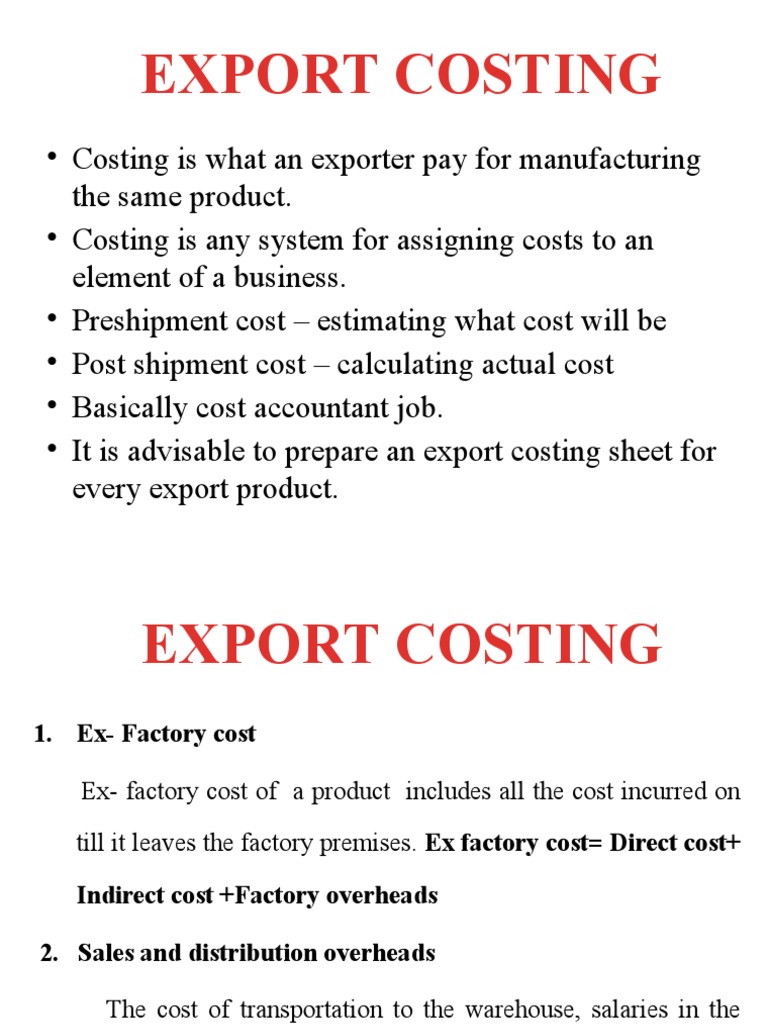 Export Costing &pricing | PDF | Pricing | Cost