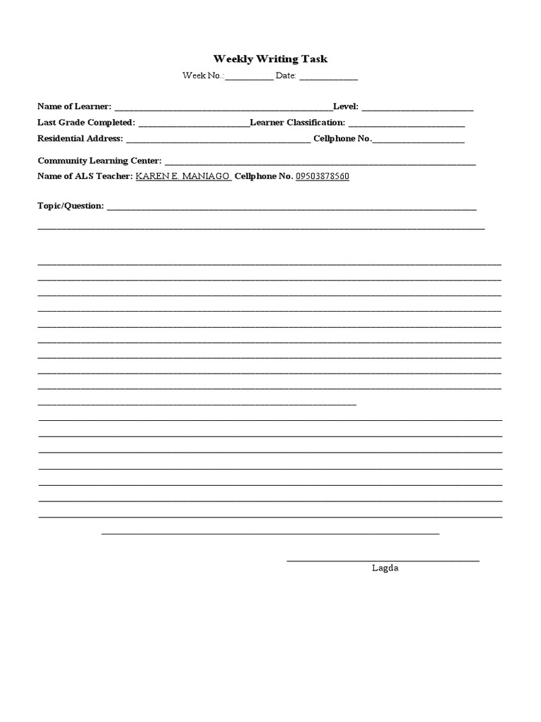 ALS - Weekly Writing Task 1 | PDF | Behavior Modification | Psychotherapy