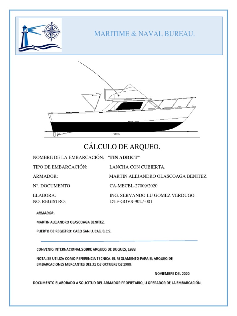 Calculo de Arqueo Fin Addict PDF | PDF | Arquitectura naval | Buques