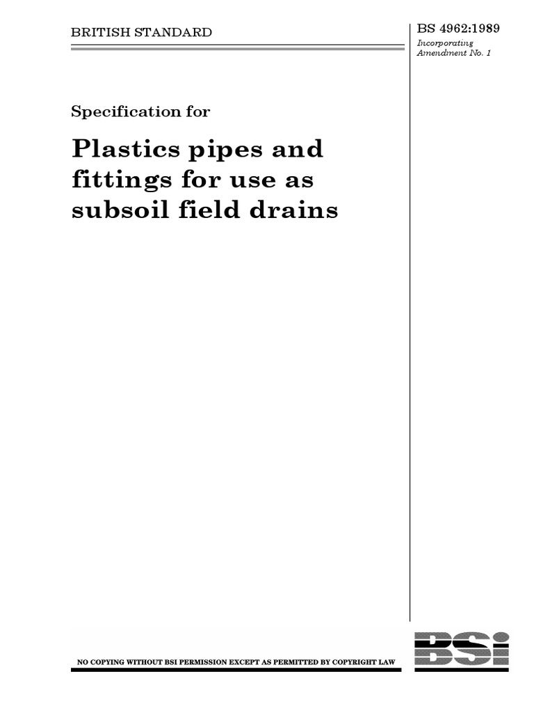 BS 4962 (Specification For Plastic Pipes and Fittings For Use As ...