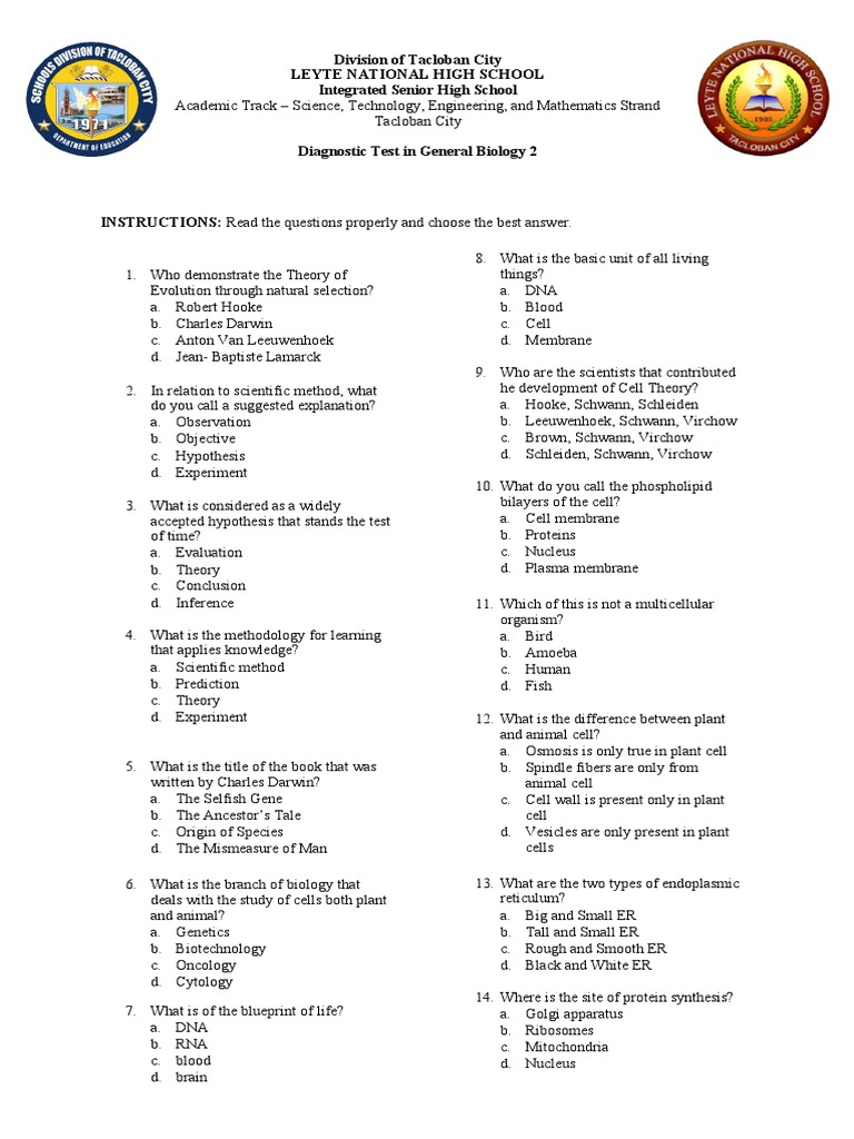 Aguja Ken Sean Kale Test Questionnaire | PDF | Endoplasmic Reticulum ...