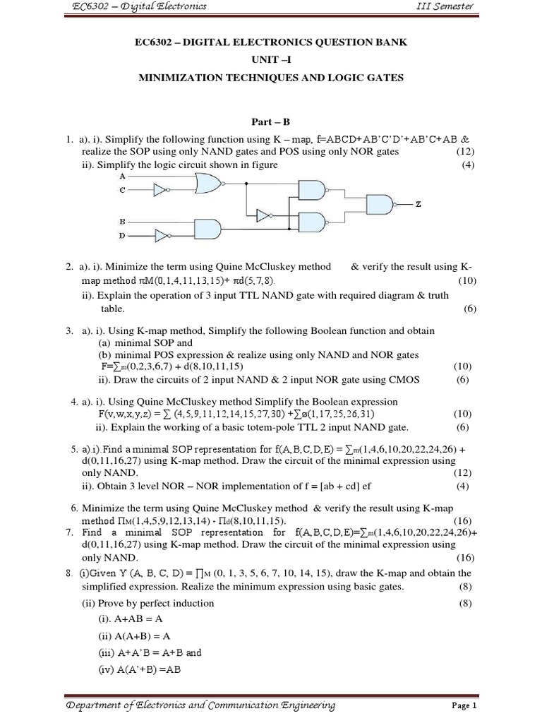 Ec6302 QB PDF | PDF | Digital Electronics | Logic Gate