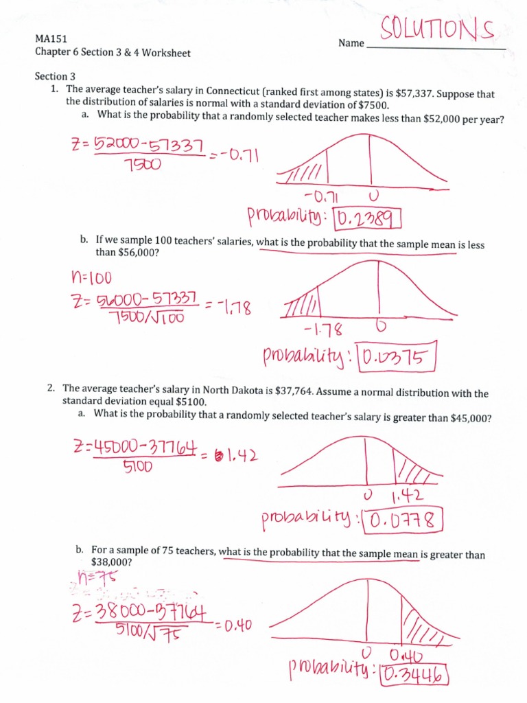 Chapter 6 Section 3 4 Worksheet Solutions | PDF