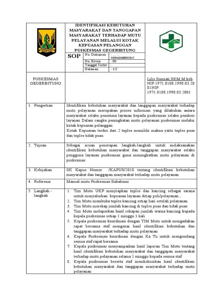 1.2 SOP Kancing OK Benar | PDF