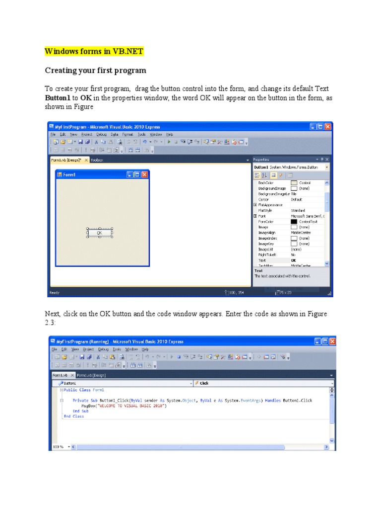 Windows Forms In Vbnet Tutorial With Example Code Pdf Operating System Technology