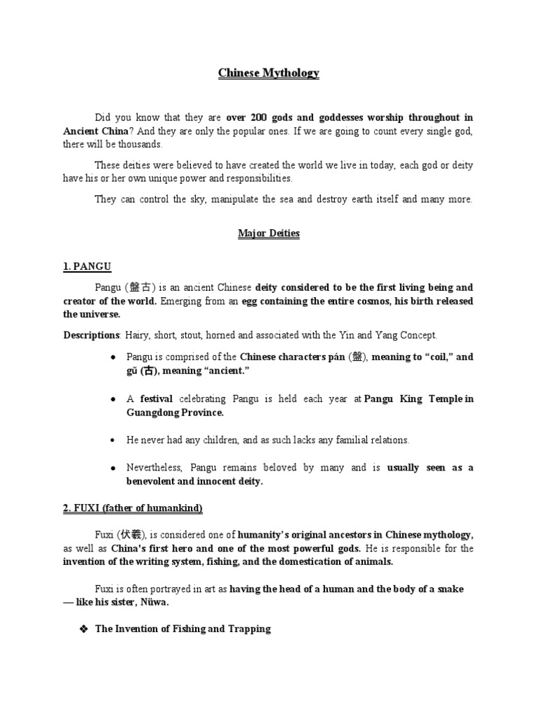 LESSON 2 - Chinese Mythology | PDF | East Asian Religions | Mythology