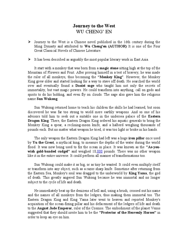 Summary of Journey to the West | PDF | Religion And Belief