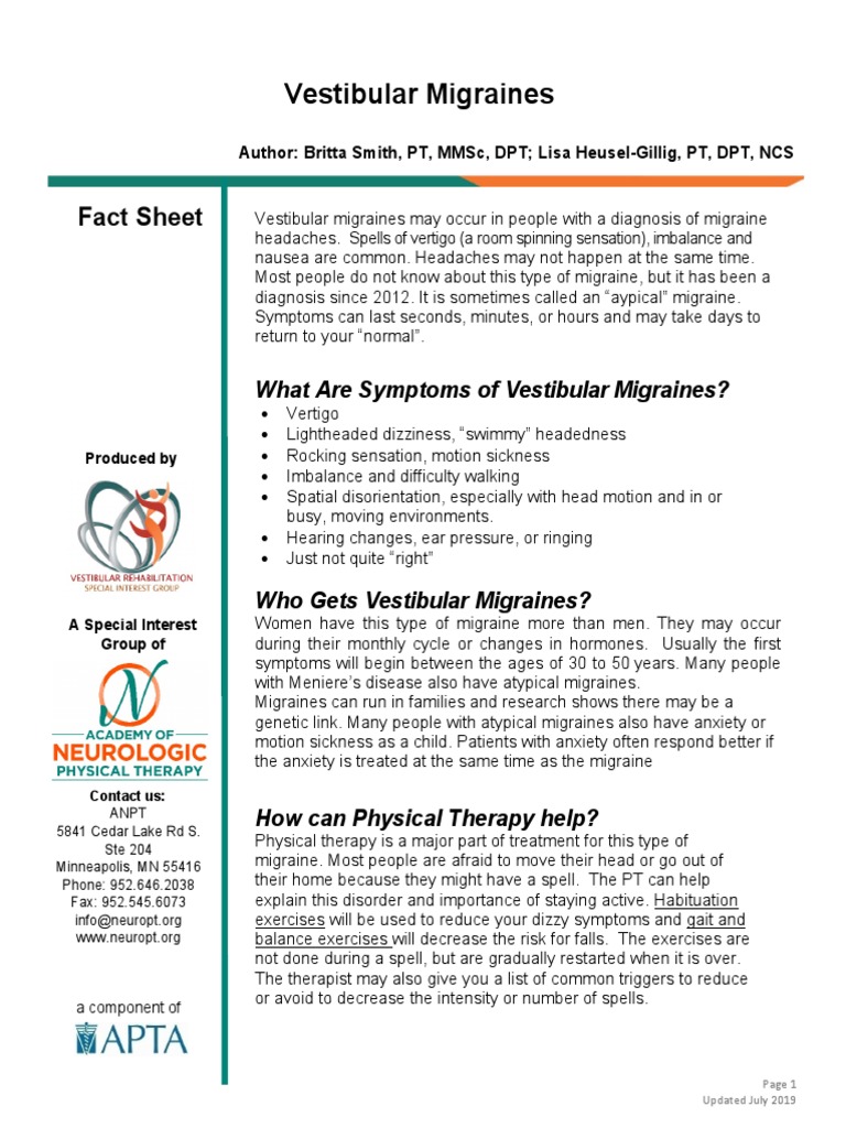 Vestibular Migraines | Download Free PDF | Migraine | Vertigo