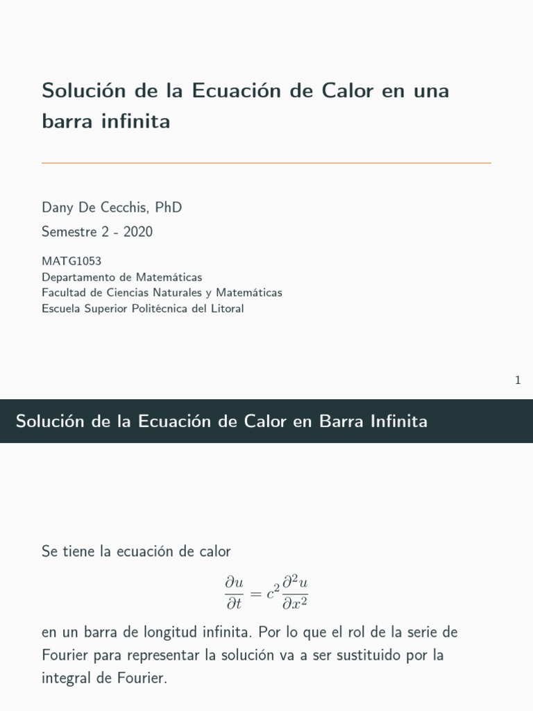 11 Ecuacion de Calor Barra Infinita | PDF | Ecuación diferencial ...